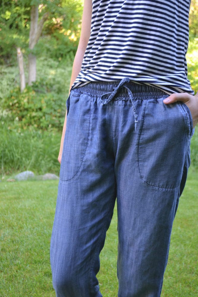 How to Make Denim Joggers Using the Hudson Pants Pattern • Heather Handmade