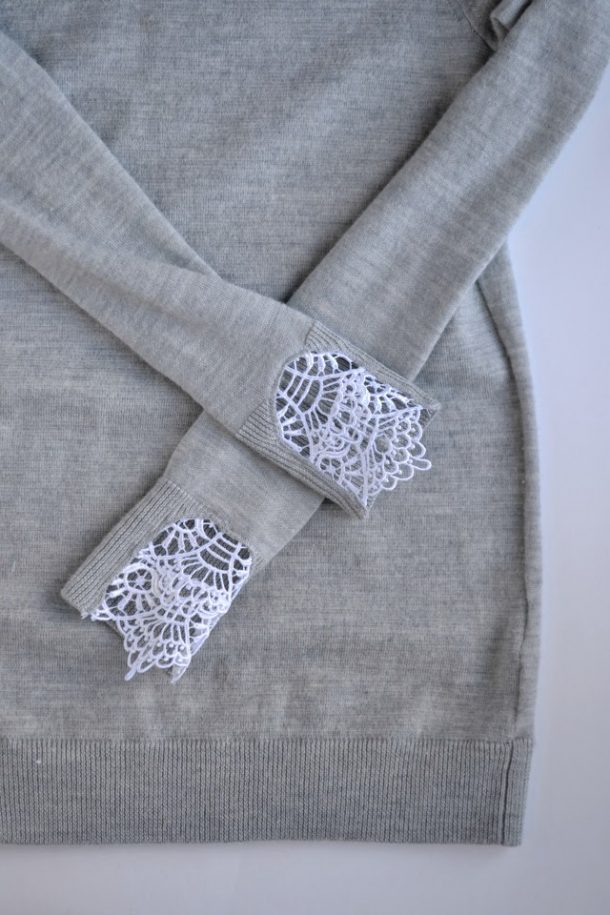 How to Add Lace to Sweater Sleeves • Heather Handmade
