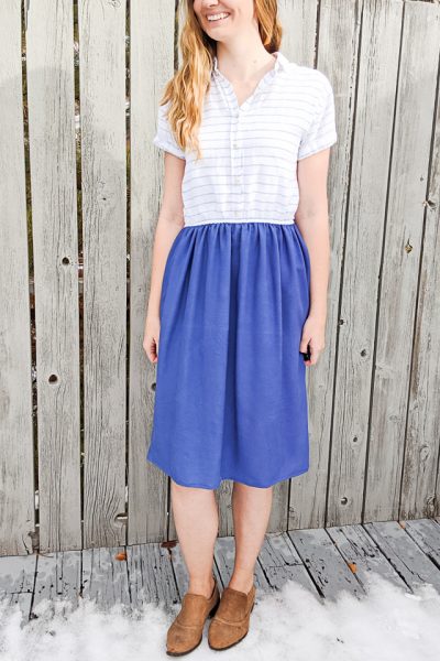 Button Up Shirt to Dress Refashion Tutorial • Heather Handmade