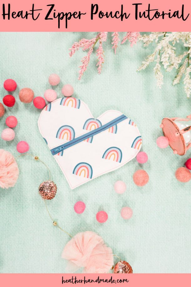 Free Heart Zipper Pouch Sewing Pattern • Heather Handmade