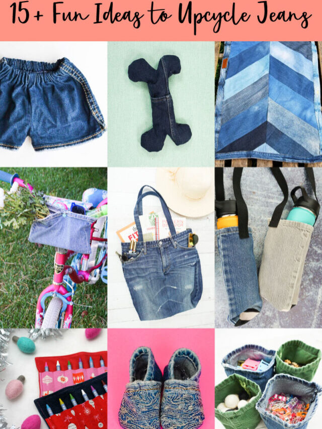 17 Fun Ideas to Upcycle Jeans Story • Heather Handmade
