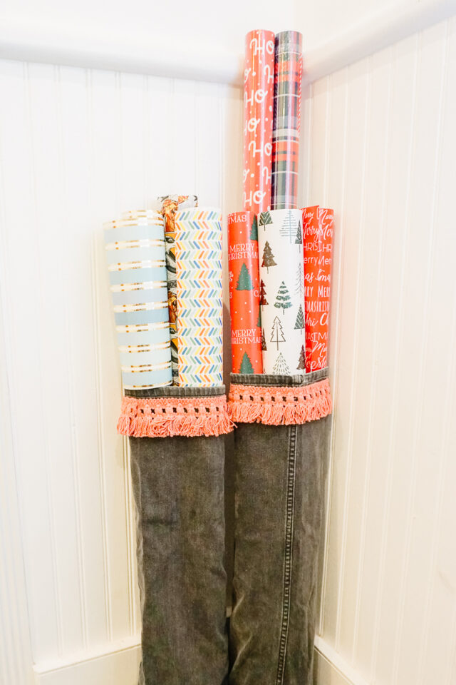 Easy DIY Wrapping Paper Holder for Controlling Rolls of Paper • Heather ...